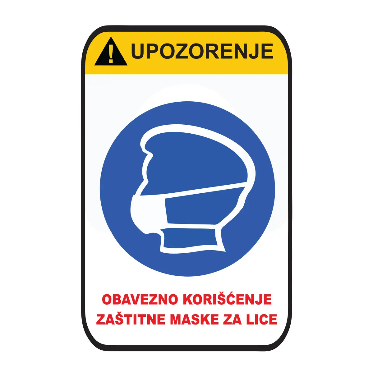 OCTOPUS Nalepnica A4 Upozorenje Obavezno korišćenje maske 3/1 UNL-1560