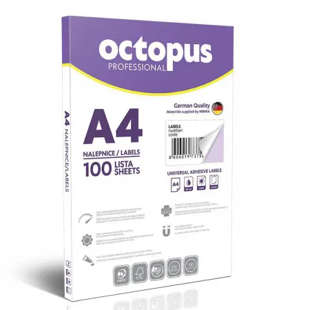 OCTOPUS Nalepnice A4 210X297 100/1 UNL-0228