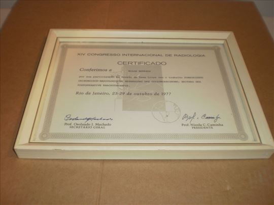 uramljeni sertifikat Rio de Janeiro Brazil 1977