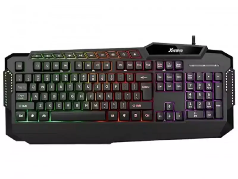 X WAVE TASTATURA GEJMERSKA MULTIMEDIJALNA SA RGB POZADINSKIM OSVETLJENJEM CRNA,USA SLOVA