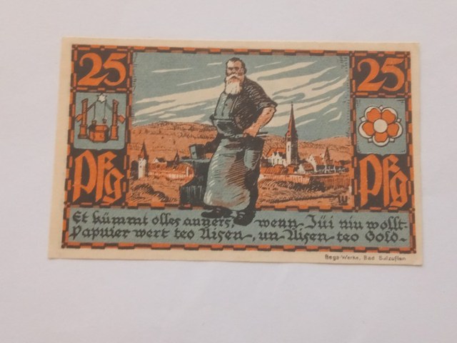 25 Pfennig 1921.g - Nemačka - Kovač -  LEPA -