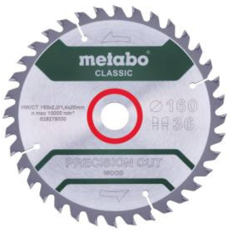 Metabo List za kružnu testeru “PRECISION CUT WOOD – CLASSIC” Z36 WZ 10°, 160 x 20 mm, 628278000