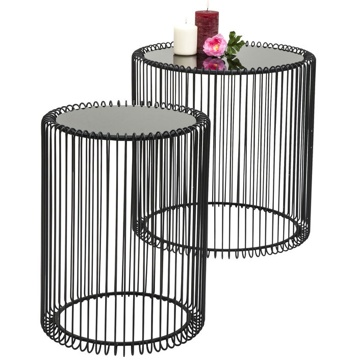 Side Table Wire Black Ø44cm (2/Set)