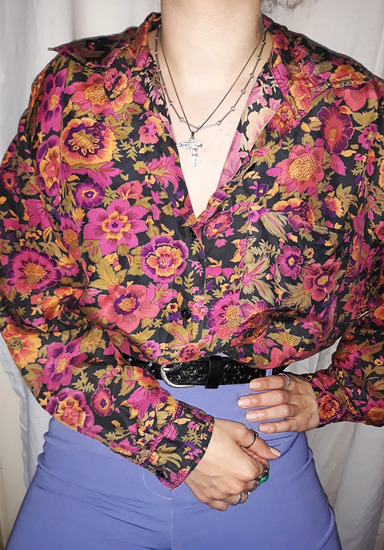 Sniženje!VINTAGE TAMNI FLORAL BLUZA