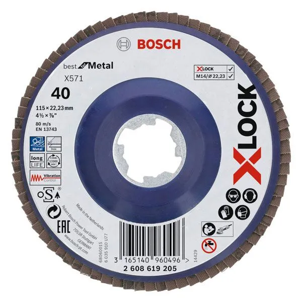 Bosch X-lock flap disk x571 BFM g40 115 ravna (2608619205)