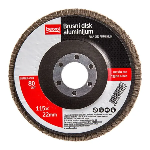 Brusni disk aluminijum, ø115mm, granulacija 80 BD80A115