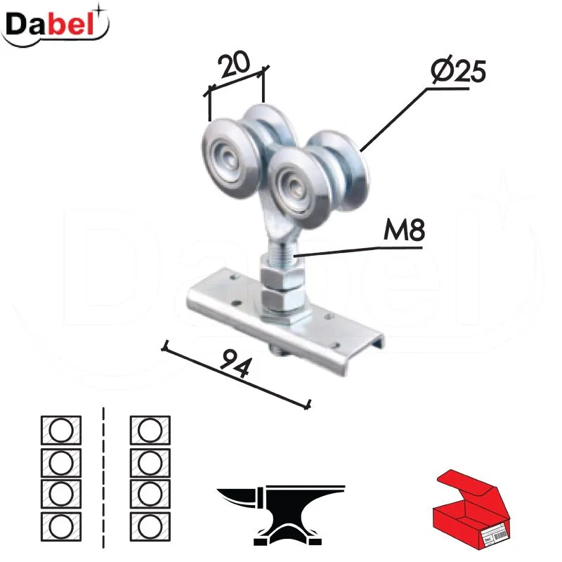 Točak viseći za kliznu kapiju TKS ZnB fi25mm 4 ležaja Q 0105690