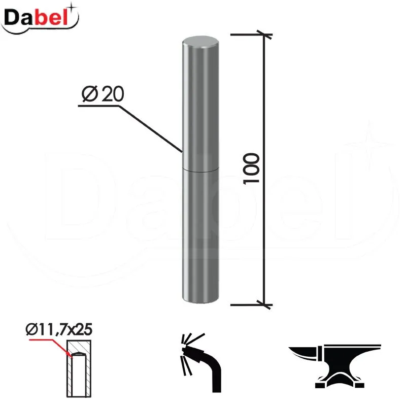 Šarka bravarska za vrata SP3 Ne fi20xx100/11,7x25mm DP0 0102216