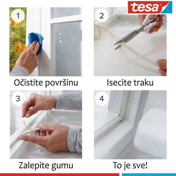 Tesa zaptivna guma E profil 3.5 mm bela 6 m / 9 mm 054630012200