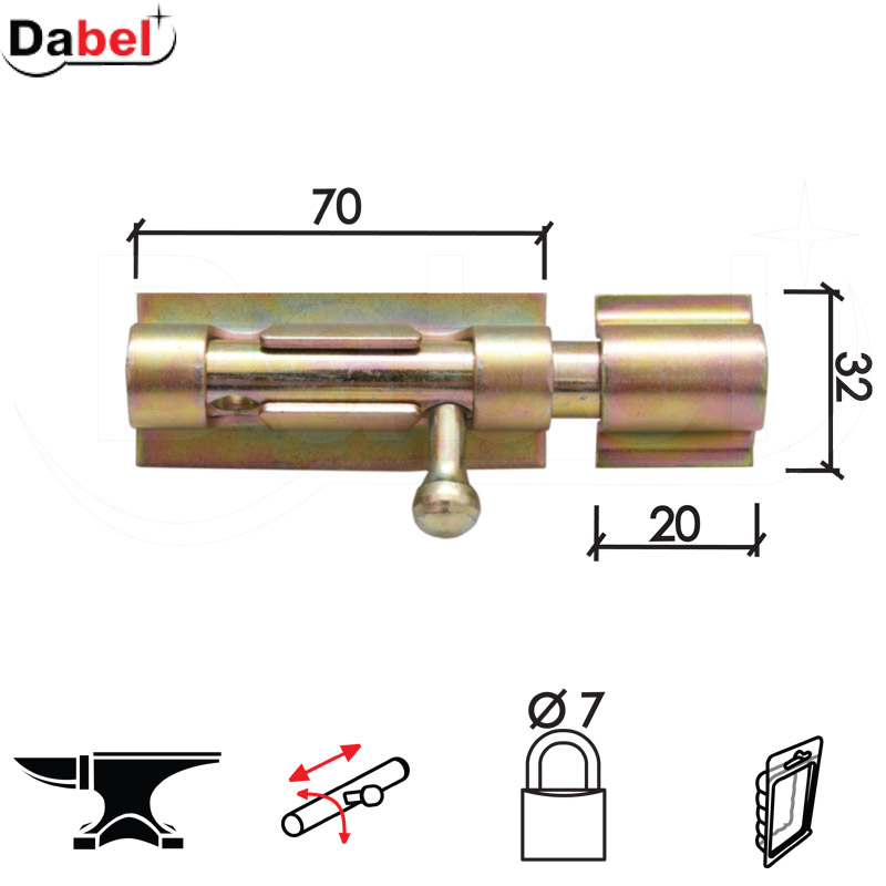 Reza za metalna vrata 464 ZnŽ 70/32/20/fi7mm DSP 0105136