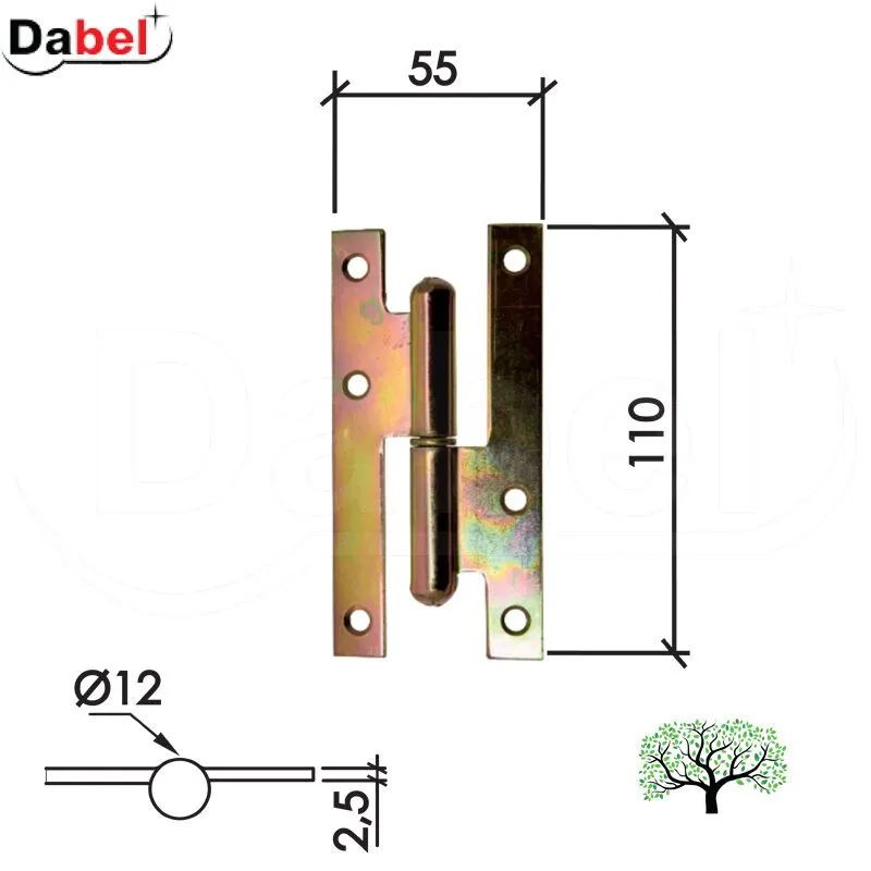 Šarka brodska za vrata SP9006 ZnŽ x110x55x2.5mm Desna DSP 0102109