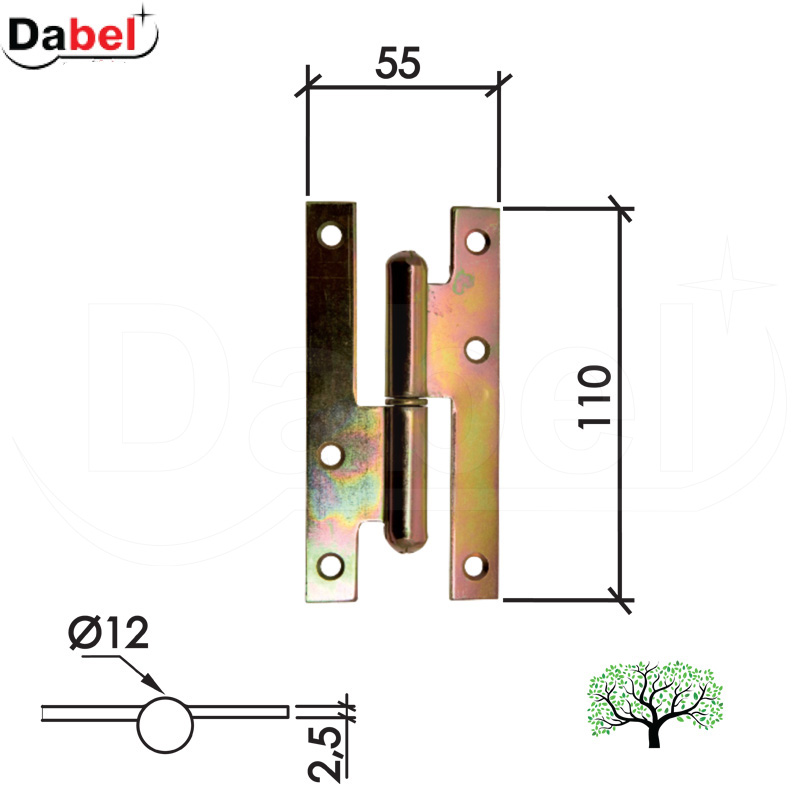 Šarka brodska za vrata SP9006 ZnŽ x110x55x2,5mm Leva DSP 0102108