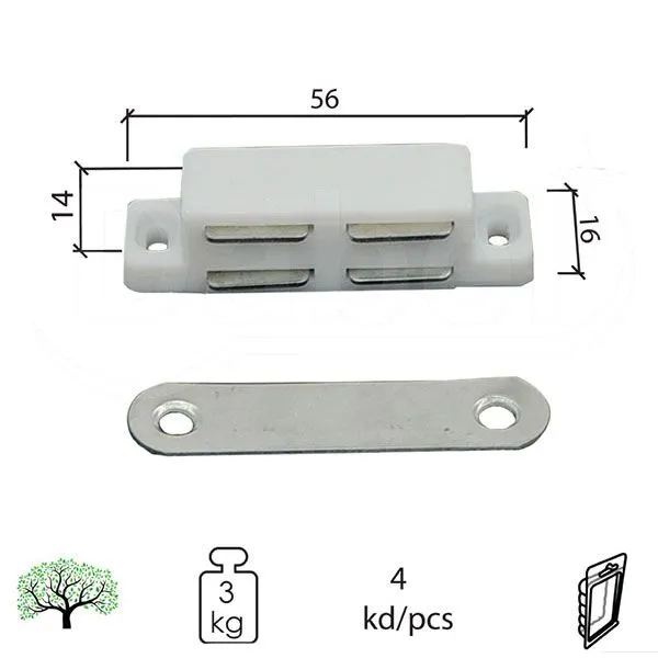 Magnet za nameštaj (4KOM) M4124 Bela 56/16/14mm DBP1 0220012