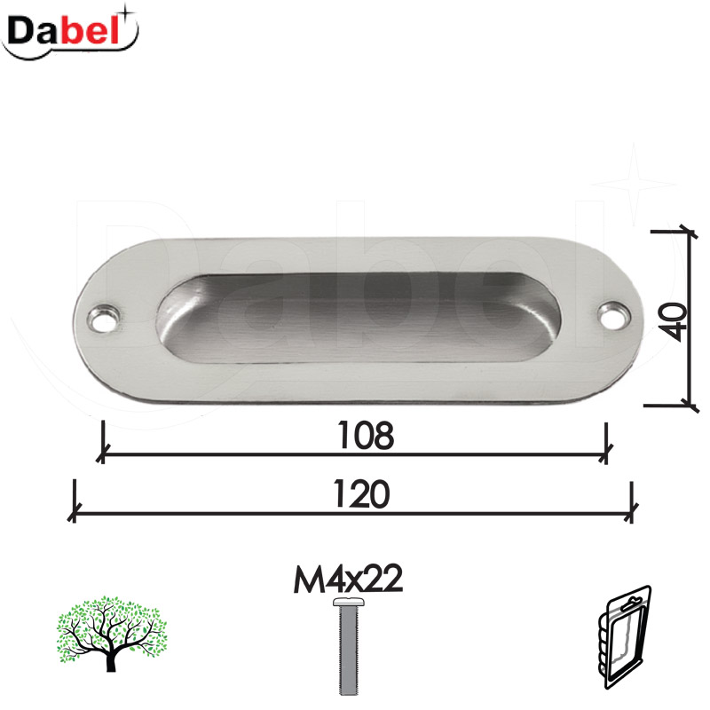 Ručica ukopavajuća za nameštaj C3101 Mat-Hr 40x120mm DSP 3357002