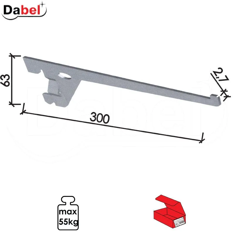 Nosač police modularni N5121 Silver 300/63/2,7mm Q 1713114