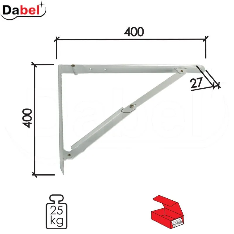 Nosač police preklopni N3 Bela 400×400/27mm 25kg Q 1313021