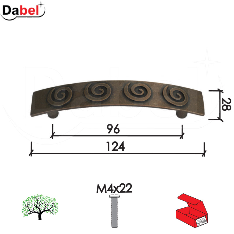 Ručica za nameštaj C46 Crna 96/124/28mm M4x22mm Q 0205046