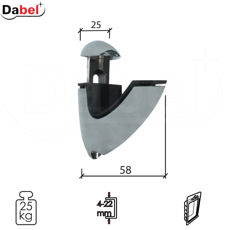 Nosač za staklenu policu N50 B-Ni 25/58/4-22mm 25kg DBP1 0204047