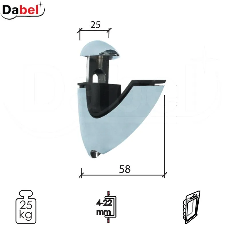 Nosač za staklenu policu N50 Bela 25/58/4-22mm 25kg DBP1 0204045