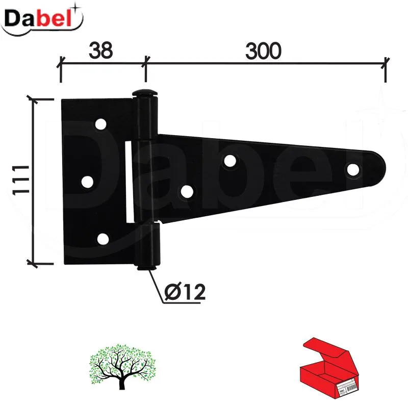 Šarka brodska za vrata SP5 Crna 300x111x38/fi12mm NPD 0102311