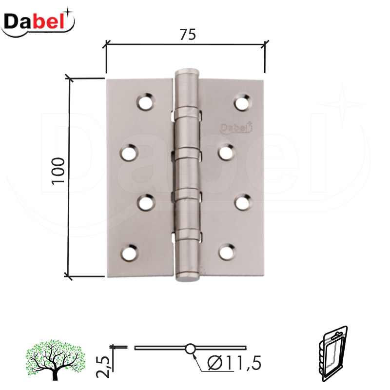 Šarka brodska SP9036 B-Ni 100x75x2,5mm/fi11,5 4 ležaja KP 0102205