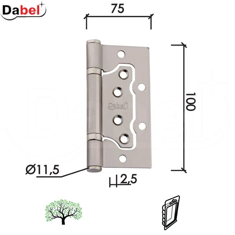 Šarka brodska SP9009 B-Ni 100x75x2,5mm/fi11,5 mali falc 0102203