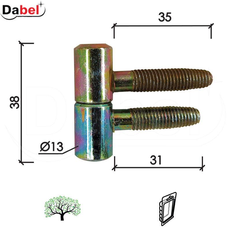 Šarka uvrtna za vrata SP030 ZnŽ fi13x38/35/31mm DP1 0102131D