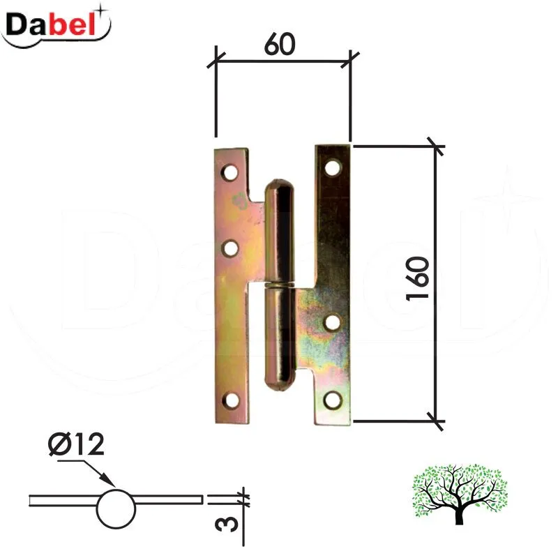 Šarka brodska za vrata SP9006 ZnŽ x160x60x3mm Desna DSP 0102105