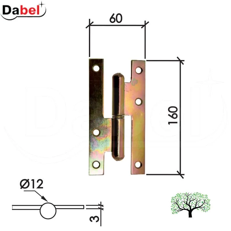 Šarka brodska za vrata SP9006 ZnŽ x160x60x3mm Leva DSP 0102104