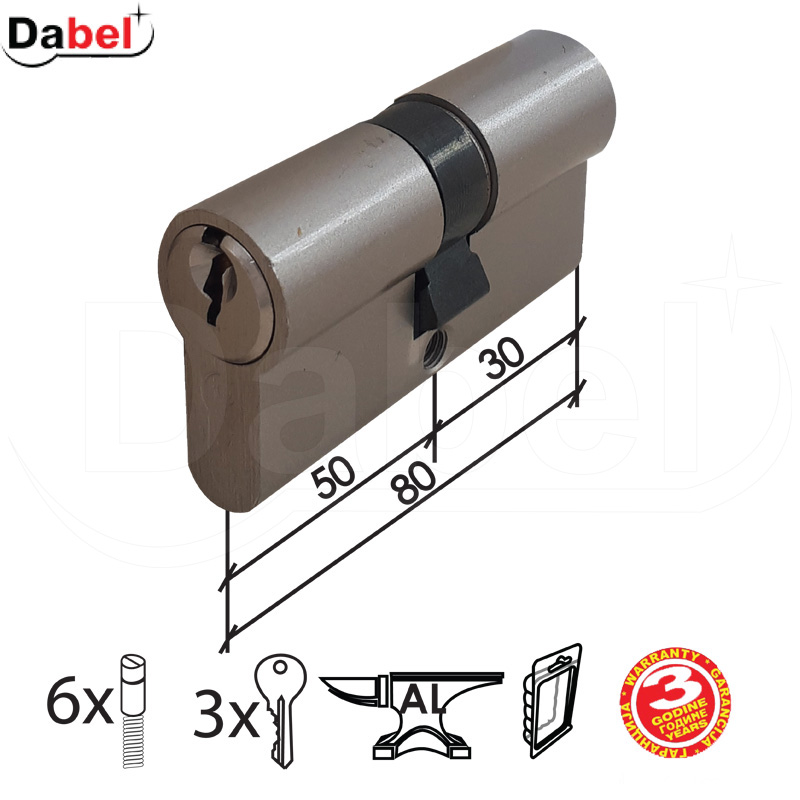 Cilindar za vrata CL2036 Nikl 80mm(30-50) 3K DBP1 3398113