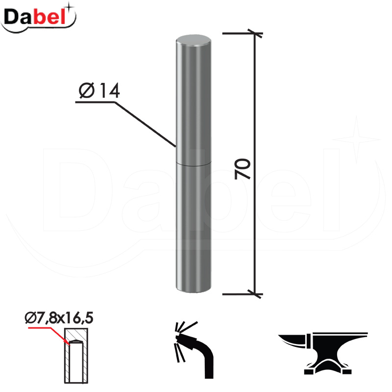 Šarka bravarska za vrata SP3 Ne fi14x70/7,8×16,5mm DP0 0102213