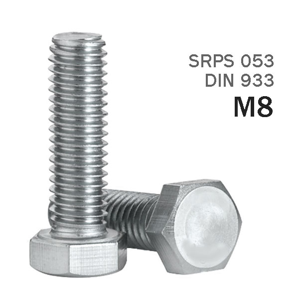 VIJAK SRPS 053 M8 (DIN 933) kvalitet 8.8