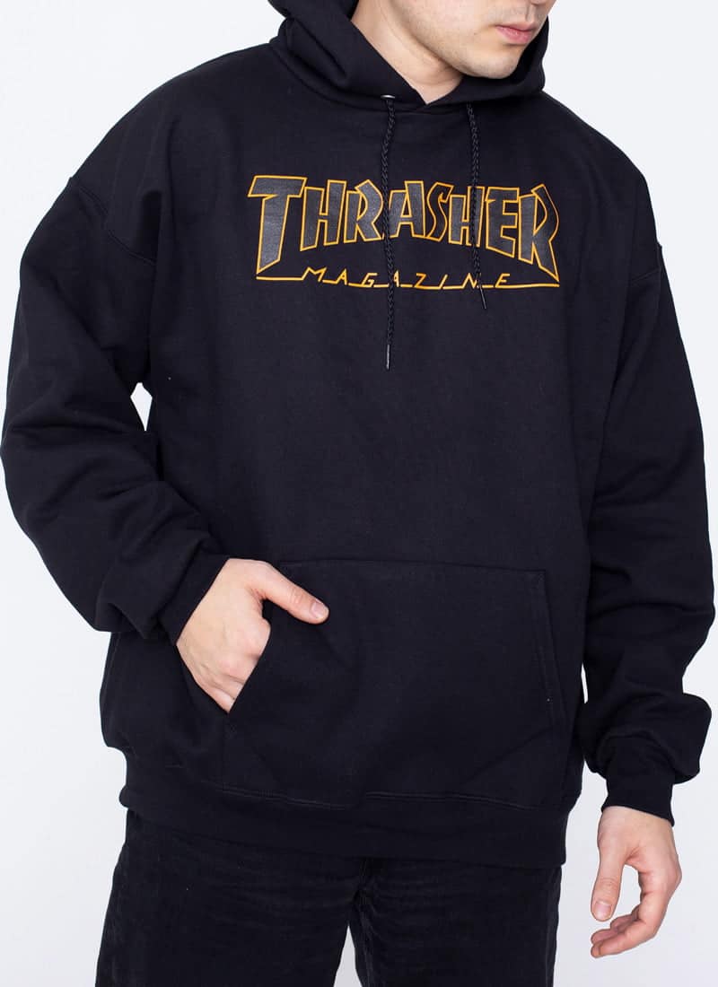 Тhrasher Оutlined hoodie black orange