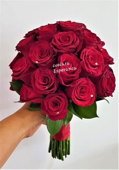 Bidermajer – Crvena ruža, cirkoni dekoracija
