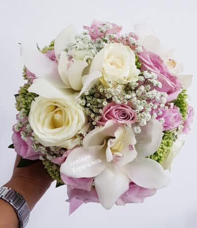 Bidermajer – Orhideja, ruža, gipsofila, dekoracija
