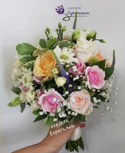 Bidermajer – Ruža, slajer, mini ruža, lizijantus, dekorativno zelenilo