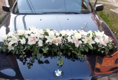 Dekoracija automobila: orjentalni ljiljan, orhideja, hrizantema, ruža, gipsofila -1