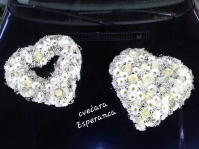 Dekoracija automobila: srce za auto, margareta, ruža, gipsofila – 27