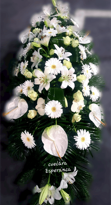 Suza za kovčeg 1,8m – anturium, ljiljan, ruža, gerber, orhideja penelopsis