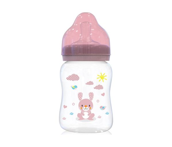 LORELLI FLASICA WIDE NECK 250ml (0m+) ANIMALS - BLUSH PINK