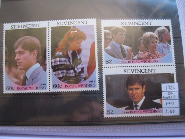 Poštanske marke, MNH, St. Vincent, kraljevsko venčanje
