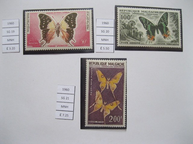 Madagascar Malgache,1960. Leptiri, BUTTERFLY FLORA MNH