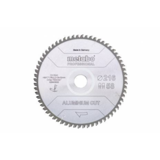 Metabo List kružne testere “Aluminium cut – professional”, 216×30 mm, Z58 FZ/TZ, 5°neg., 628443000