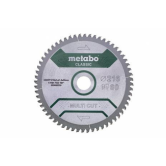Metabo List kružne testere “Multi cut – classic”, 216×30 mm, Z60 FZ/TZ, 5°neg., 628066000