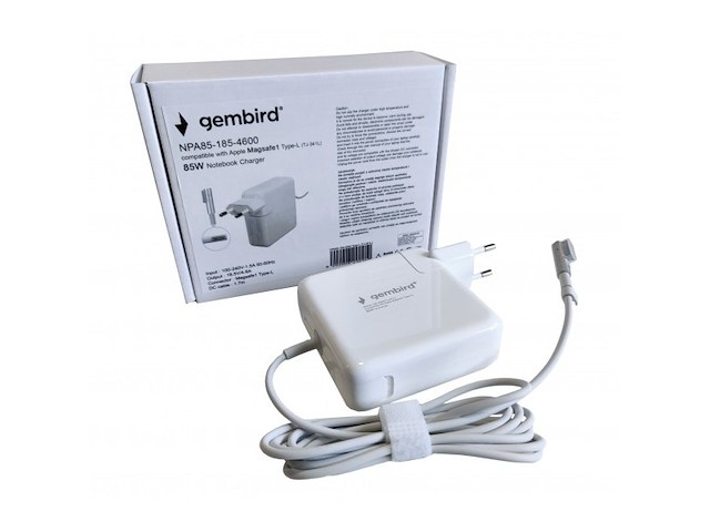 NPA85-185-4600 (TJ-341L Apple Type-L) Gembird punjac za MacBook 85W-18.5V-4.6A, Magsafe1 Type-L