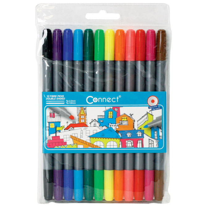 Flomaster obostrani školski 12boja pvc Connect 18684 blister