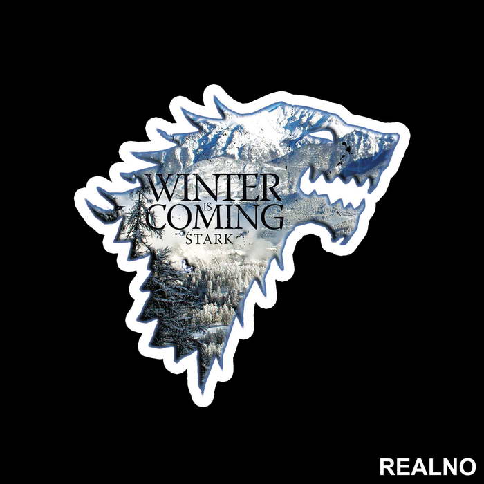 WINTER IS COMING SNOW DIRE WOLF SIGIL - GAME OF THRONES - GOT - NALEPNICA