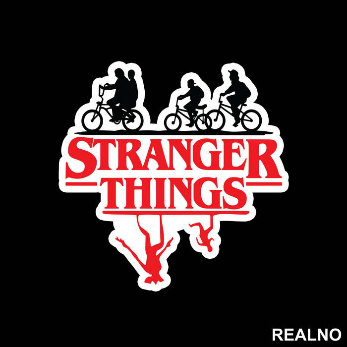 RED LOGO - THE UPSIDE DOWN - STRANGER THINGS - NALEPNICA