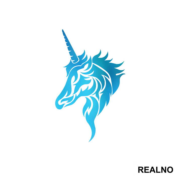 BLUE SILHOUETTE - UNICORN - JEDNOROG - NALEPNICA