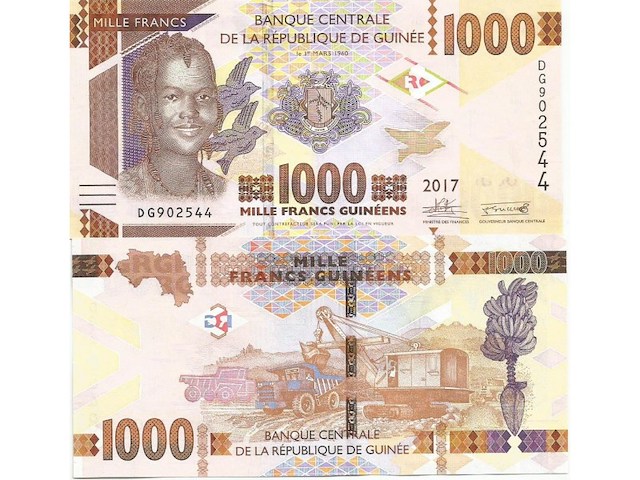 Guinea 1000 francs 2017. UNC